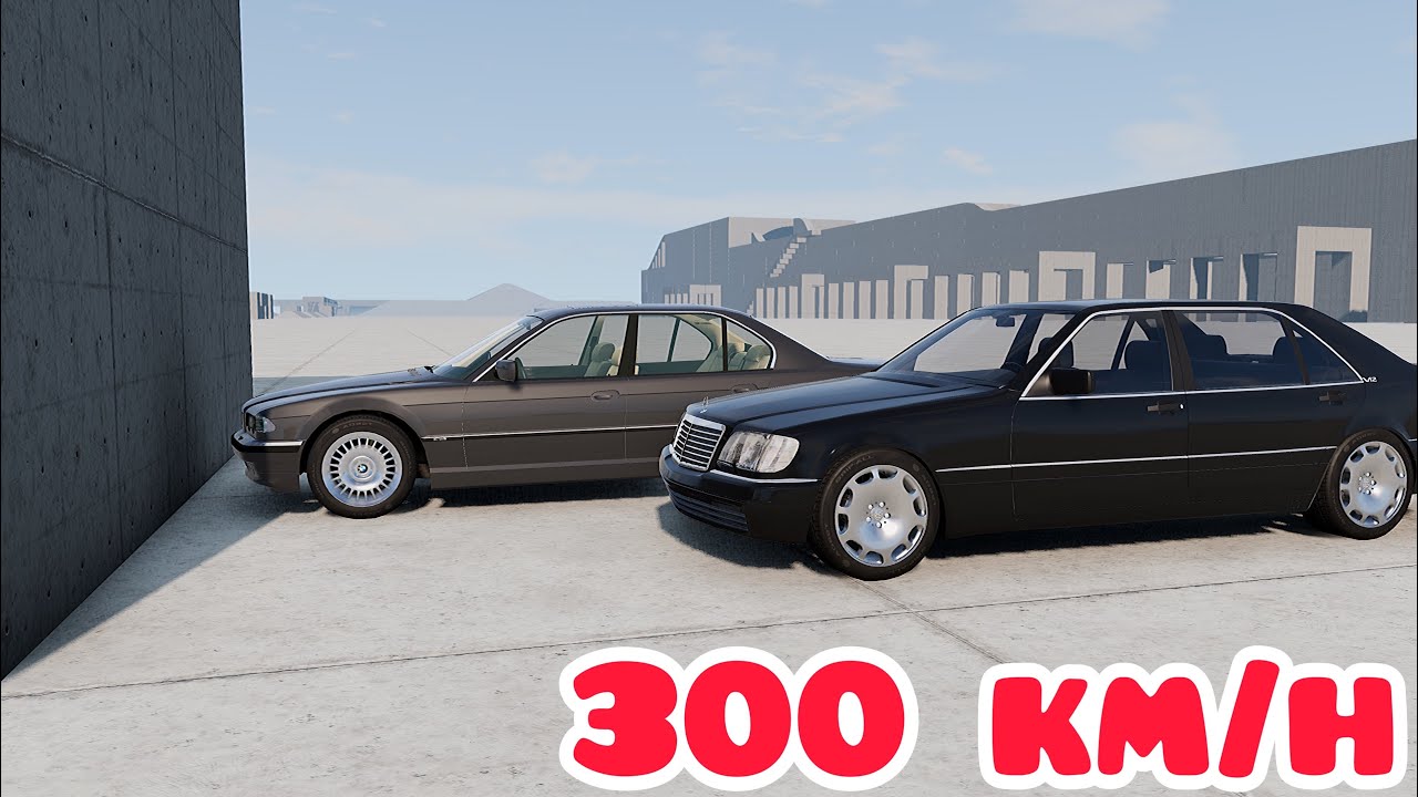 Mercedes-Benz S Class W140 vs BMW 7 Series E38 vs Wall 💥 300 km/h 💥 ...