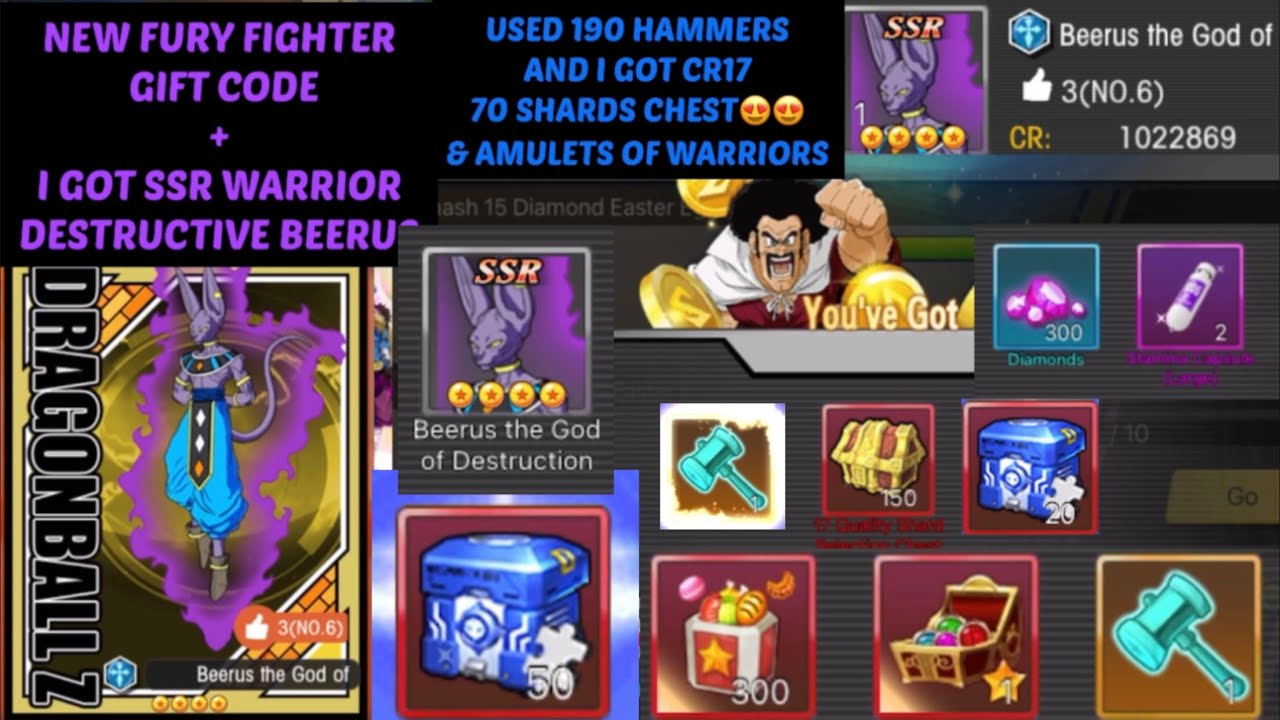 FREE NEW GIFT CODE Fury Fighter I Got SSR WARRIORS SHARDS BEERUS Skills | Decisive Moment ...