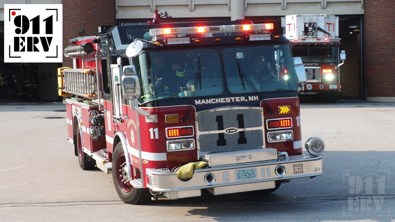 Manchester Fire Trucks Responding | Engine 11 and Truck 1 - YouTube