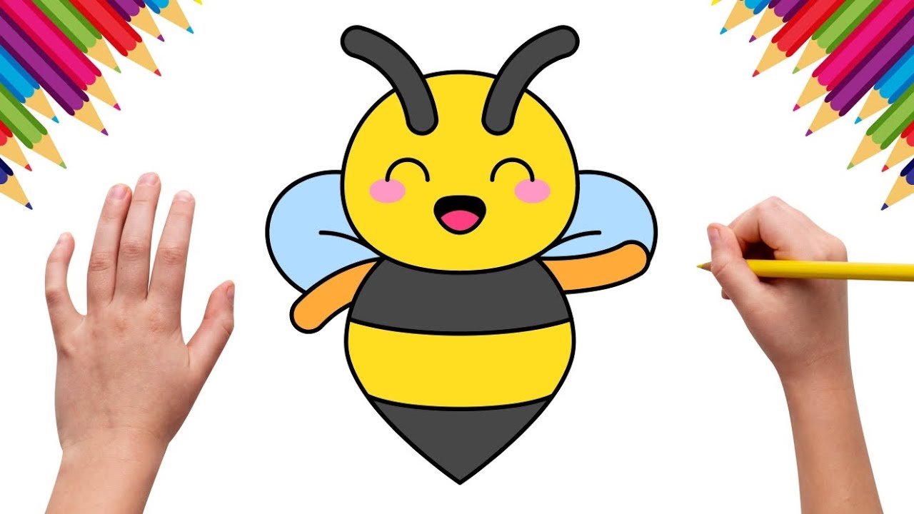 BELAJAR MENGGAMBAR LEBAH LUCU MUDAH SEKALI 🐝 DRAWING A CUTE BEE STEP BY ...