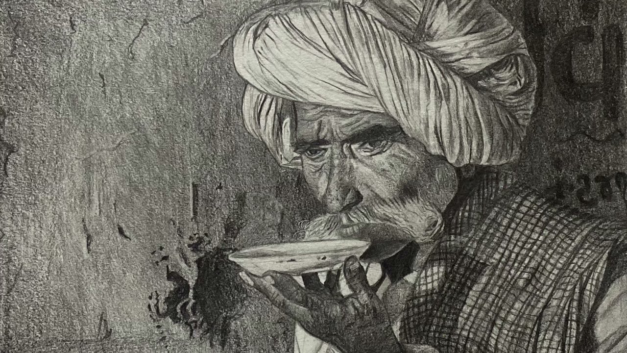 old man | drawing | art | tea | tea lover | 3d art | - YouTube