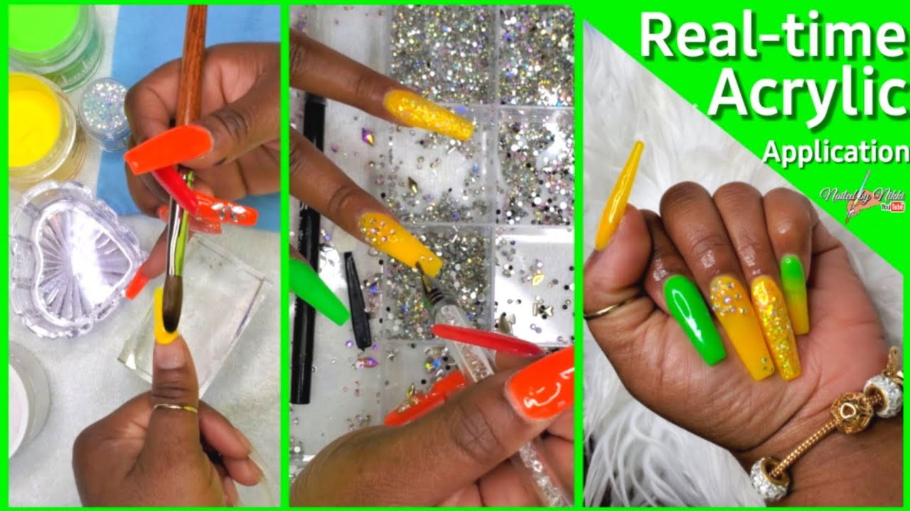Real Time Acrylic Nails 💚 Acrylic Nail Art For NEWBIES 💛 Trying Urban ...