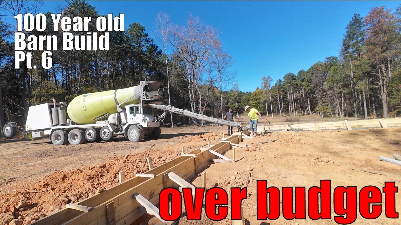 46 yard concrete pour | 100 year old Barn Build - YouTube