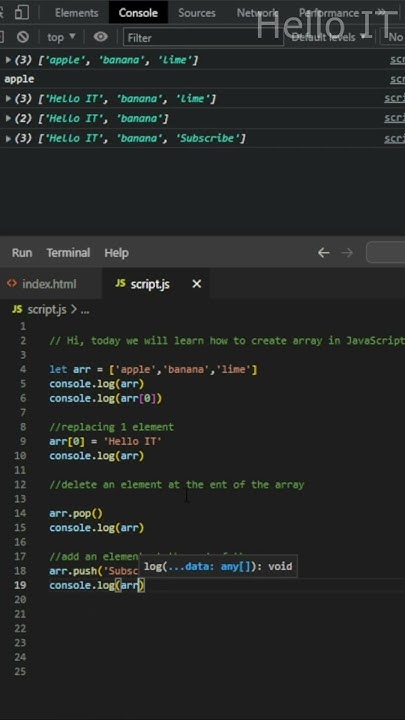 How To Create Array In Javascript #javascript #js #shorts #array - Youtube