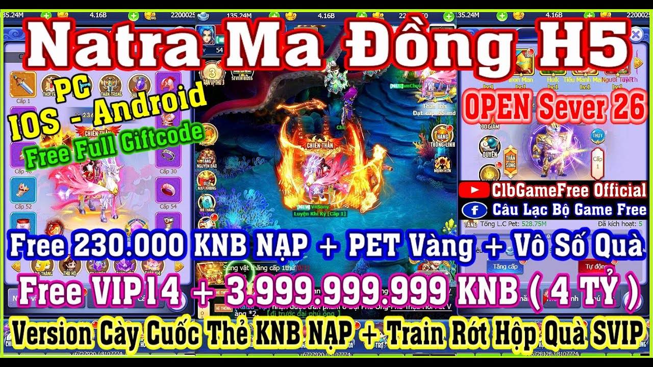 《H5 Game》Natra Ma Đồng - Free VIP14 + 3.99 TỶ KNB + SKIN + LC ẢO +15 ...