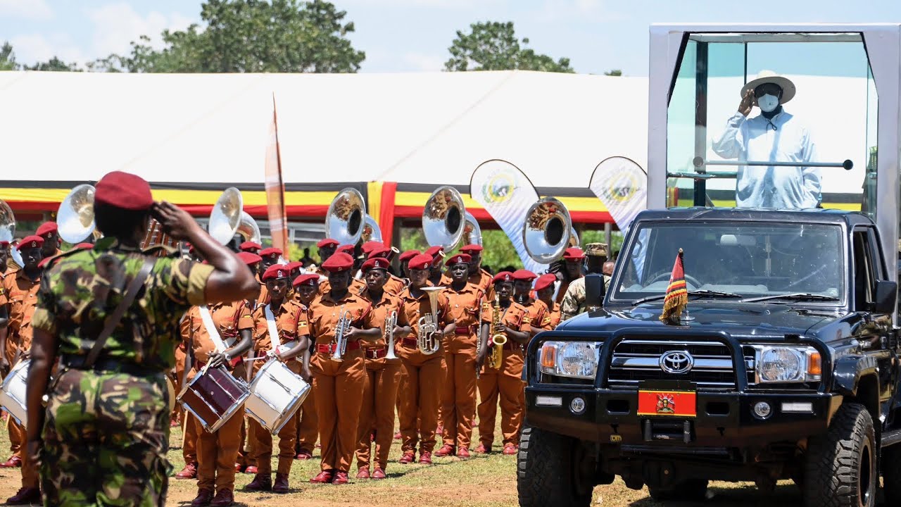 Gen Museveni inspects an all-female parade of security forces at ...