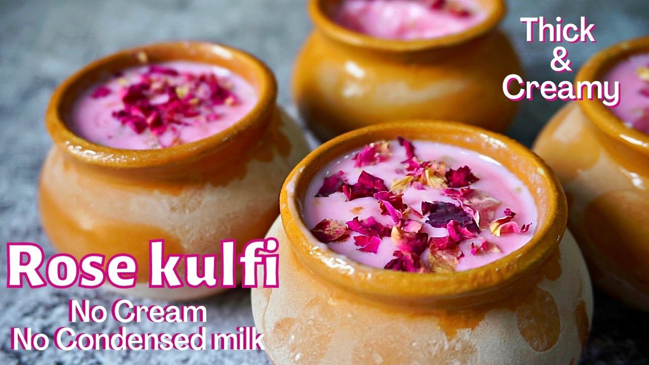 Rose kulfi | thick & creamy rose flavour kulfi | Rooh Afza kulfi, rose ...