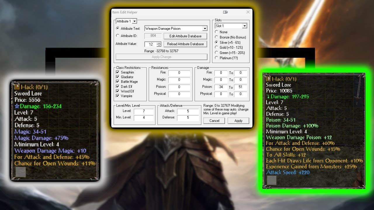 Playing with an Item Editor in Sacred Gold - YouTube