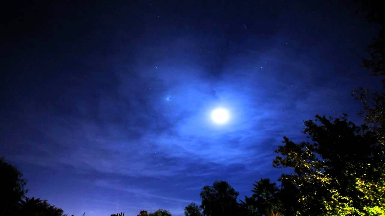 Excellent thin cirrus clouds and moon rise night sky timelapse V10412 ...