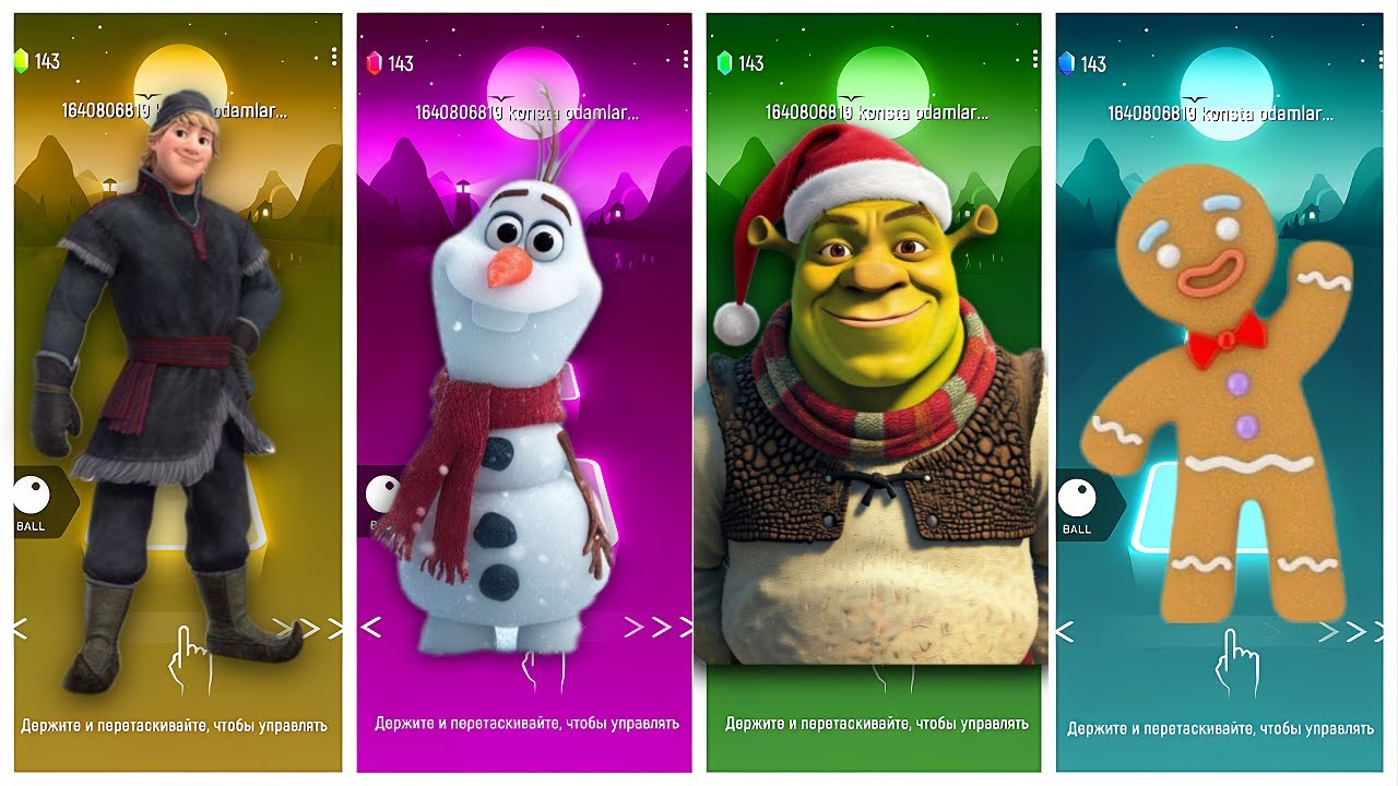 Team Olaf - Kristoff - Shrek - Cookie || Tiles Hop EDM Rush #frozen ...