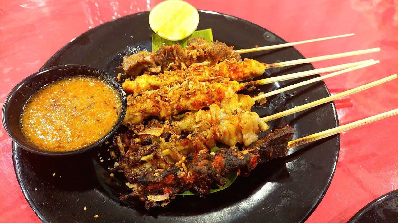 KOMPLIT !! SATE AYAM, SEAFOOD, DAGING PARU PIPI LIDAH | INDONESIAN ...