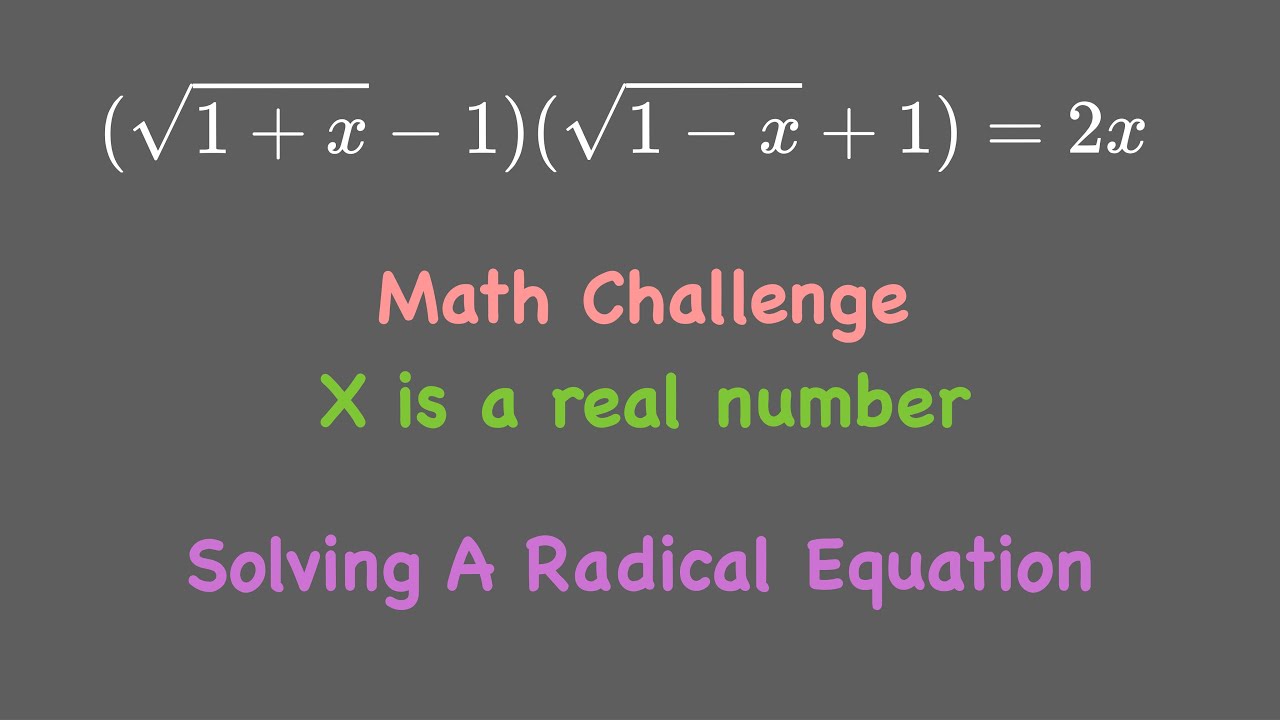 Solving An Interesting Radical Equation By Trigonometric Method | Math ...