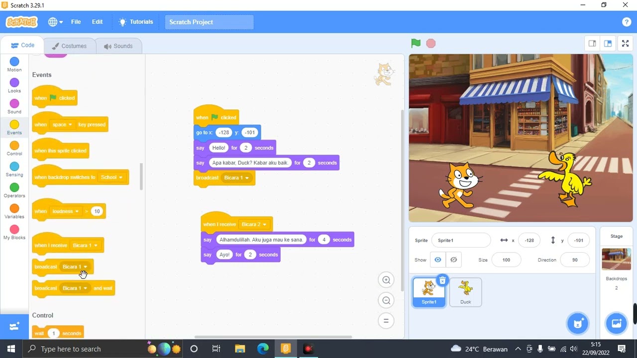 Membuat Komik Animasi (Percakapan) di Aplikasi Scratch - YouTube