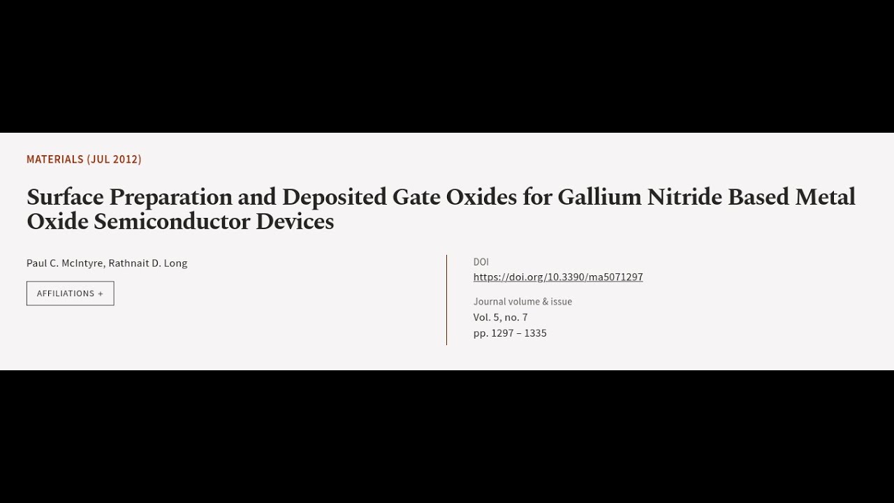 Surface Preparation and Deposited Gate Oxides for Gallium Nitride Based ...