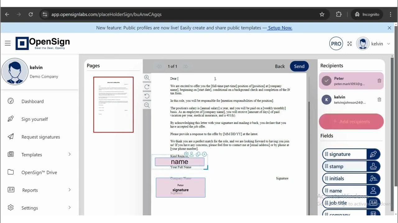 How to request signatures from others using OpenSign? - YouTube