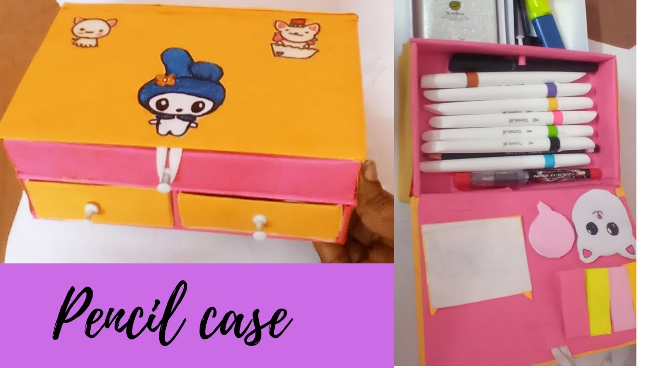 How to make pencil box with cardboard/Homemade pencil case/DIY pencil ...