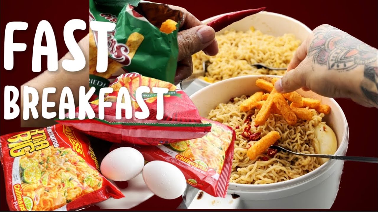 FAST BREAKFAST PANCIT CANTON EGG POTATO FRIES CHILI | YUMMY BREAKFAST # ...