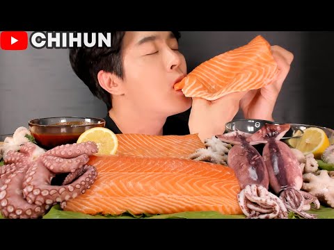 popüler deniz ürünleri kalamar, ahtapot, somon MOST POPULAR SEAFOOD BOIL MUKBANG EATING SHOW