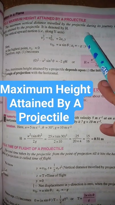 Maximum Height Attained By A Projectile|| Physics #physics #htet #neet - YouTube