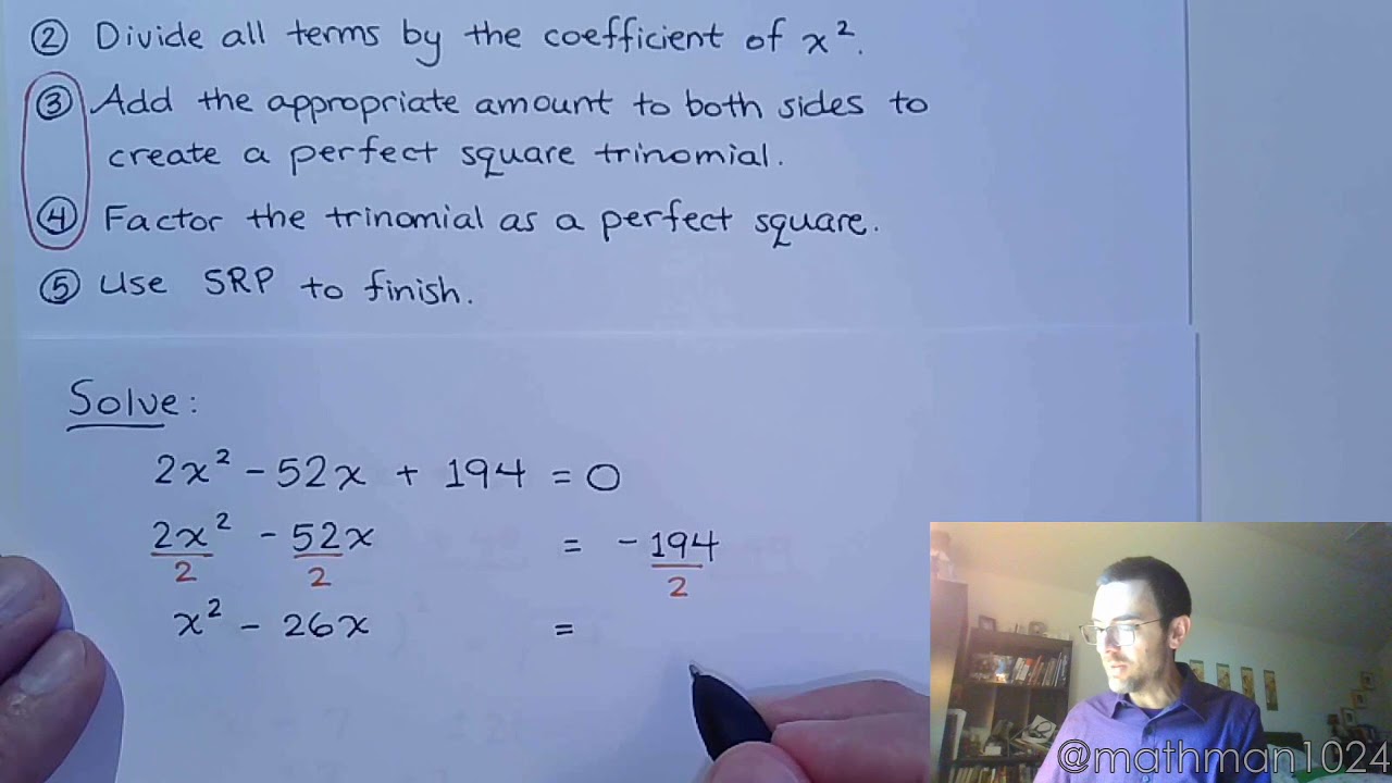 Completing the Square - Part 2 - YouTube