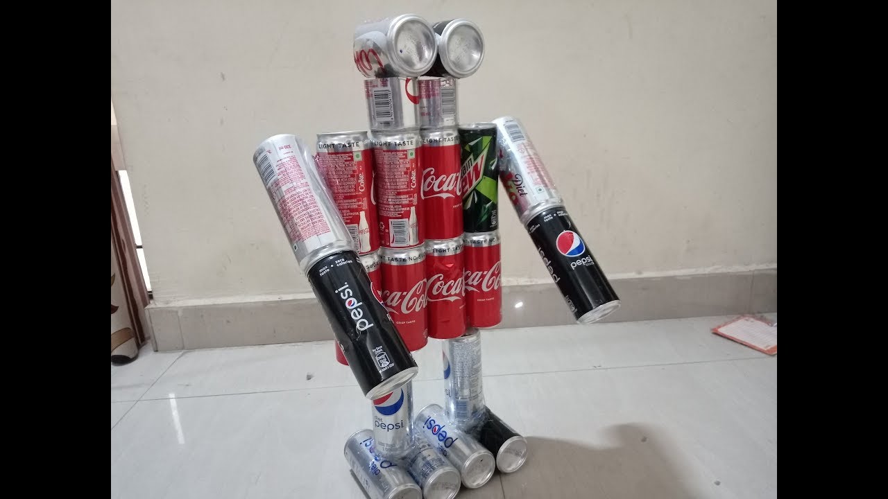 DIY: how to make robot model with coke tins-best out of waste - YouTube