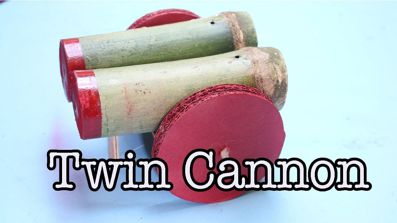 How to make powerful twin cannon out of bamboo - YouTube