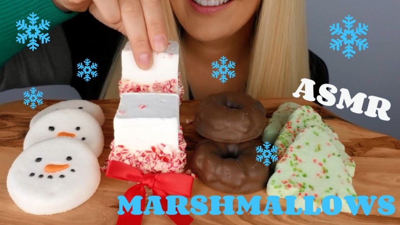 ASMR Marshmallows | Winter Themed | Eating Sounds | No Talking - YouTube