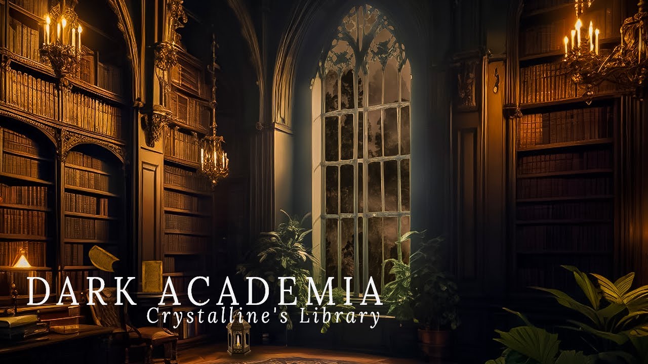 Dark Academia Library Ambience with Rain Sounds, featuring Crystalline ...