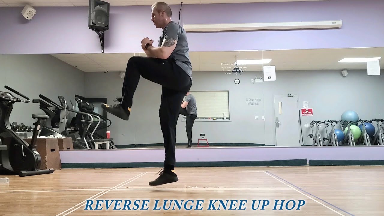 Reverse Lunge Knee Up Hop - YouTube