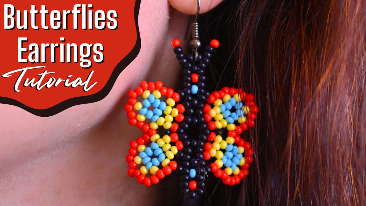 NEW! Beaded Butterflies Earrings - Tutorial 🦋 How to make seed beads ...