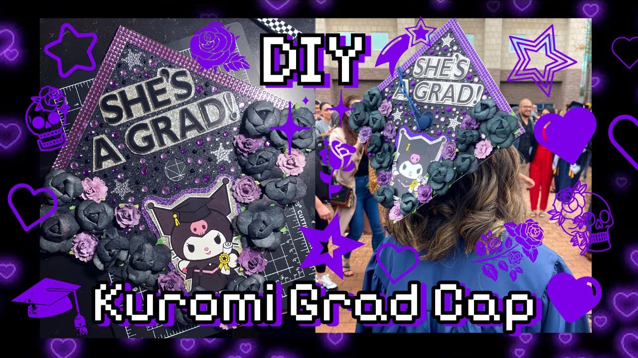 diy kuromi grad cap ★｡･ ･ﾟ♡｡ ·˚ ༘♥ ⋆ - YouTube