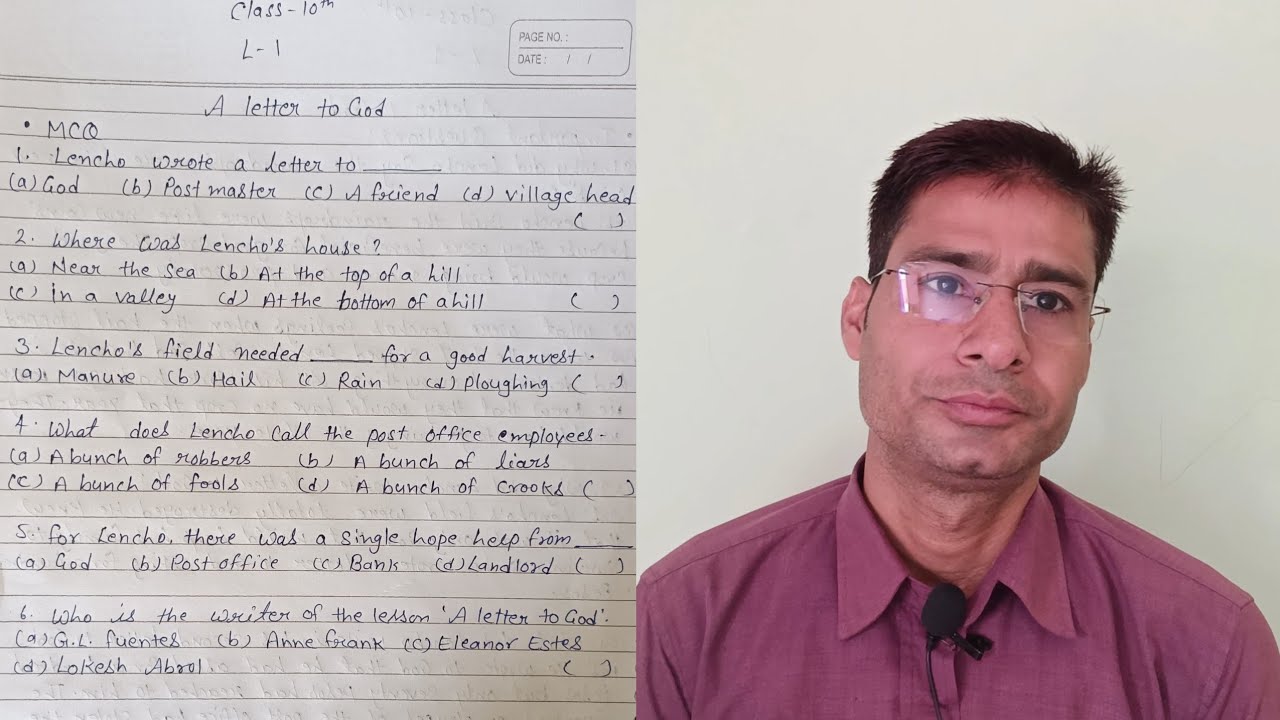 A letter to God lesson question answer || class 10th chapter 1st question answer || dk study ...
