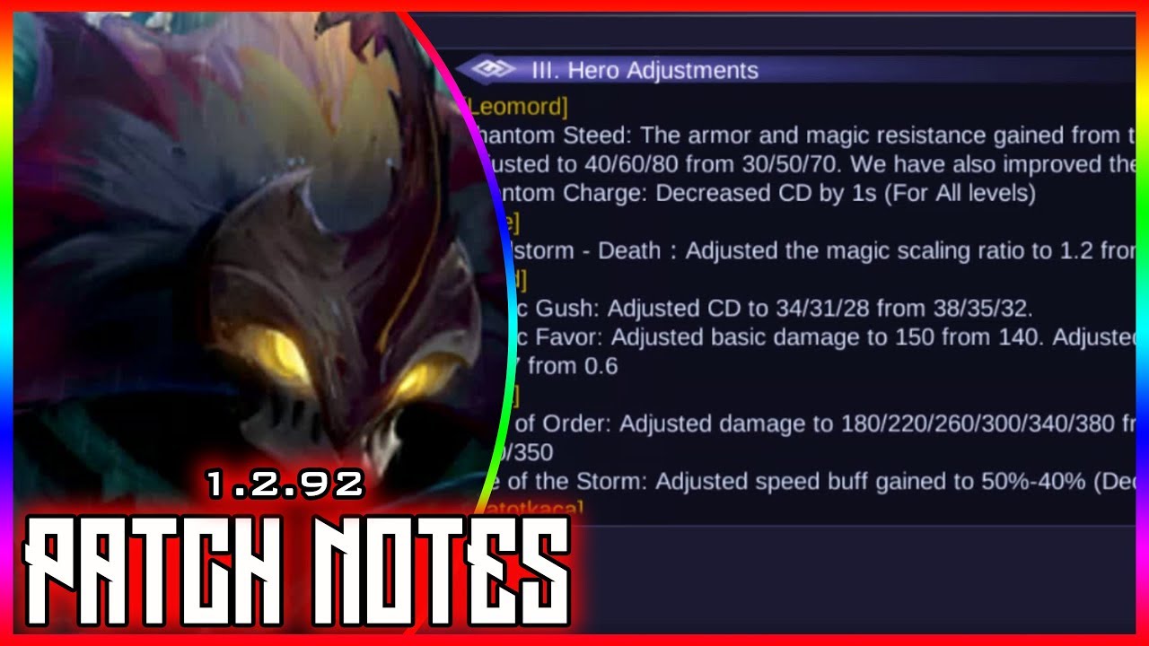 New hero Belerick / New skins / Buff & Nerfs mobile legends patch notes ...