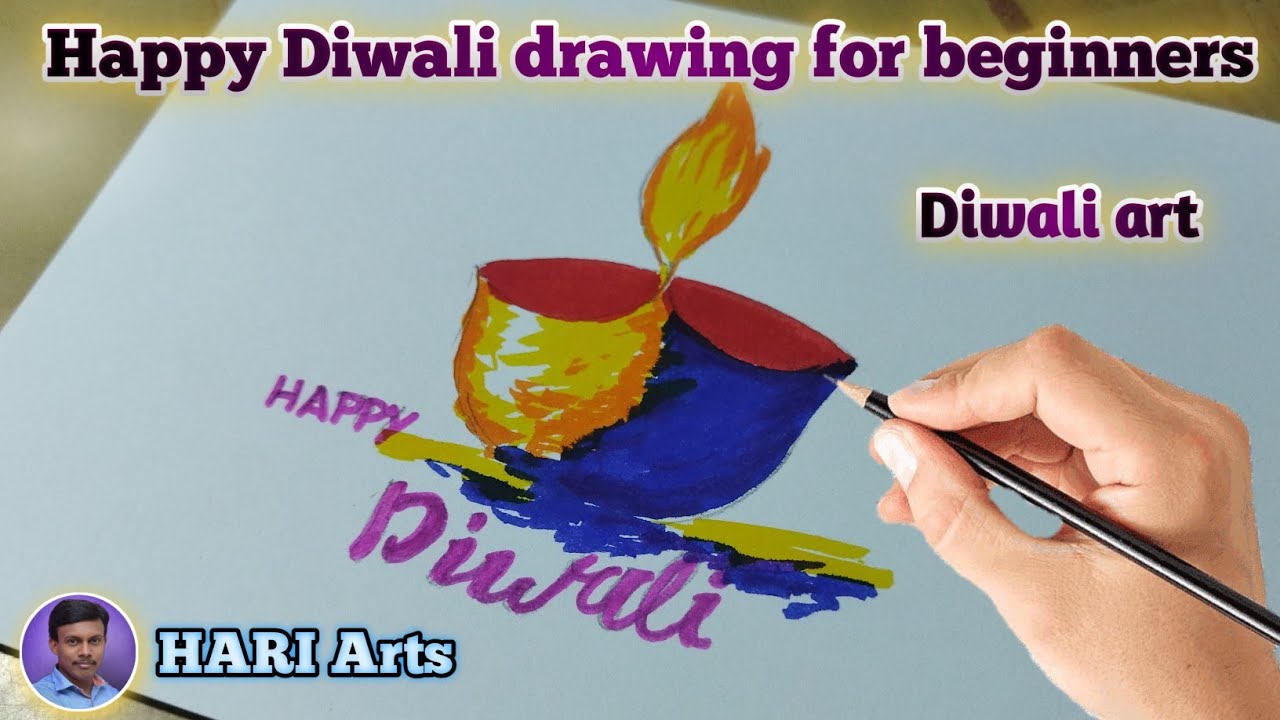diwali drawing for beginners | diwalispecial art | hariarts diwali ...