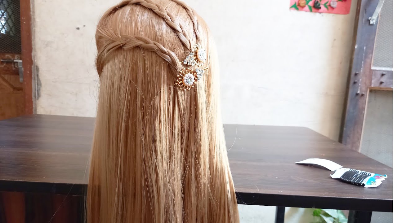 Very easy and quick hairstyle for open hairs in wedding | Beautiful ...