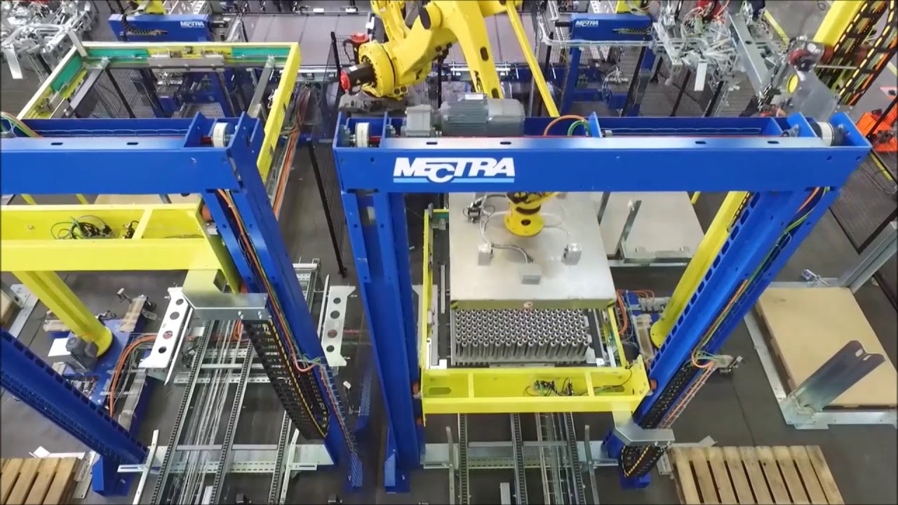 Palletizing ROBOT KUATTRO for empty aerosol cans (Mectra facilities ...
