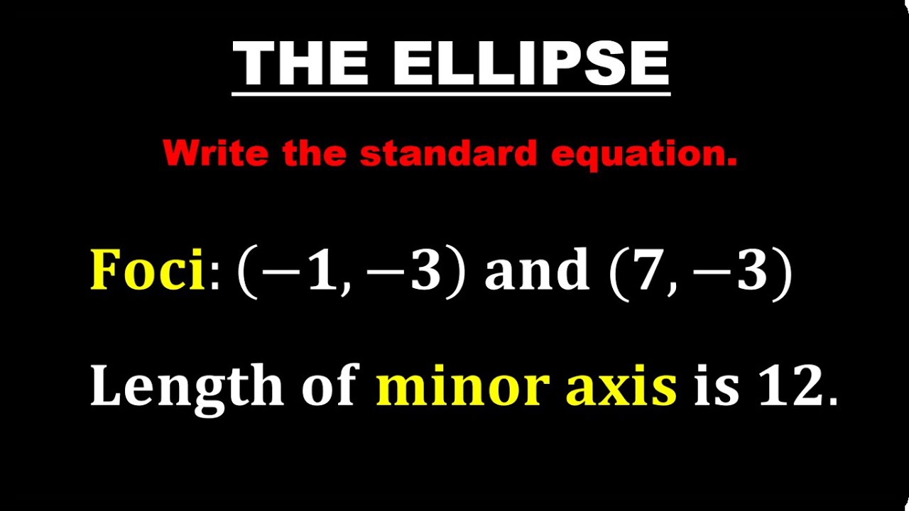 WRITING STANDARD EQUATION OF ELLIPSE WITH FOCI AND MINOR AXIS || PRE ...