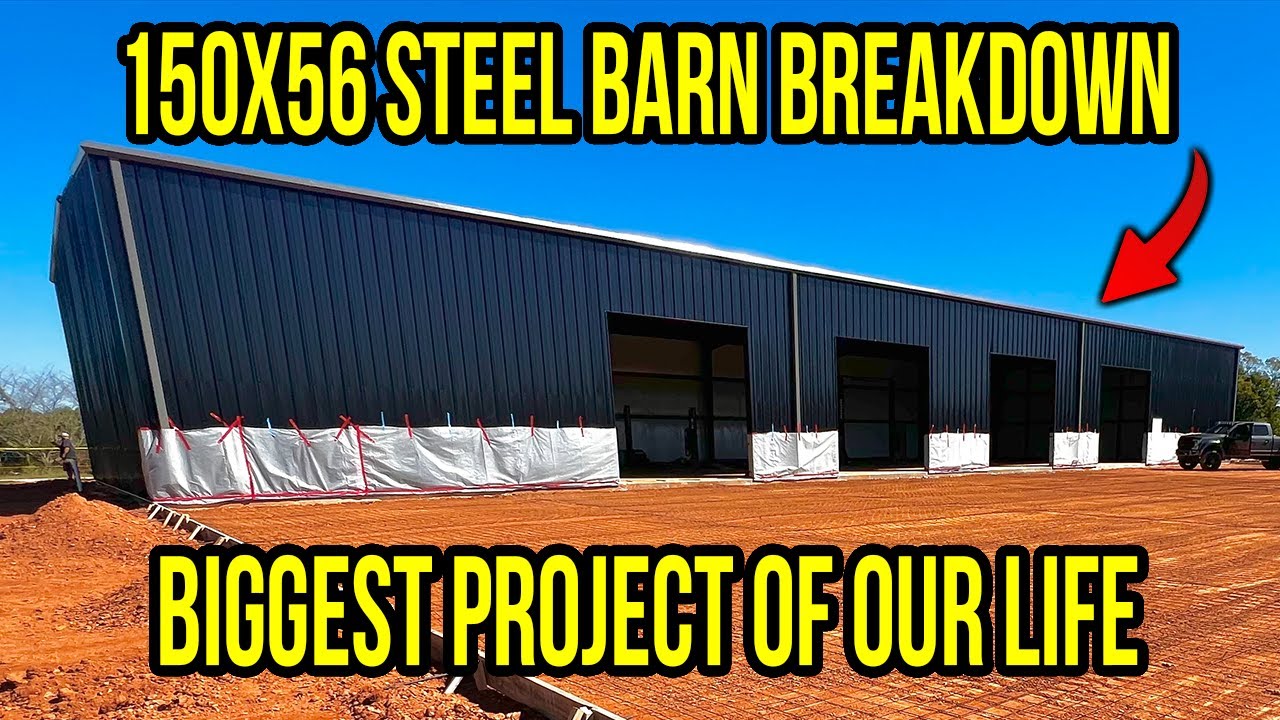 Full Breakdown of our 150x56 Steel Pole Barn Project - DeBerti Ranch part 4 - YouTube