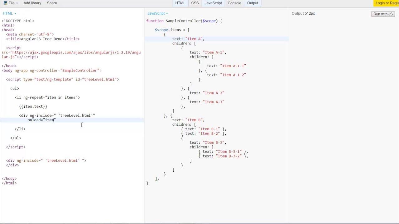 AngularJS: Create A Hierarchy Using Recursive Templates & ng-include ...