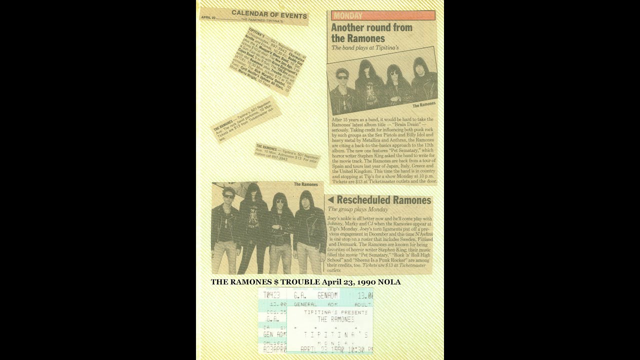 THE RAMONES: (Still Shots) - Live at Tipitina's - April 23, 1990 - New ...