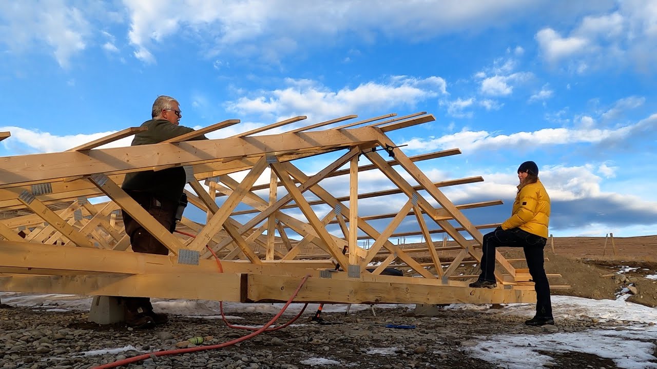 Building a POLE BARN | End in sight for this roof assembly - YouTube