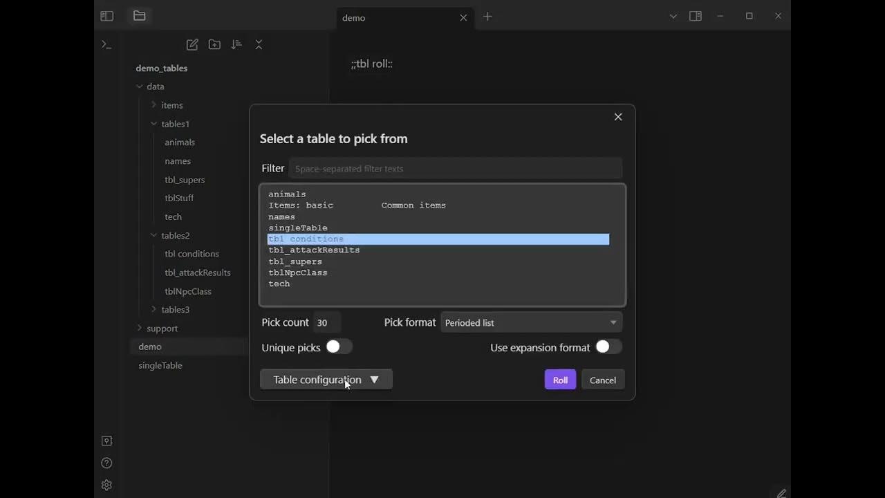 NEW - Obsidian: Inline Scripts: Using the "tablefiles" shortcut-file to roll on tables in text ...