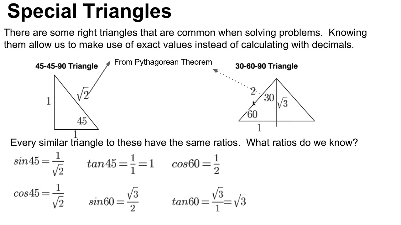 Trigonometry SOH CAH TOA Special Triangles Sine Law Ambiguous Case