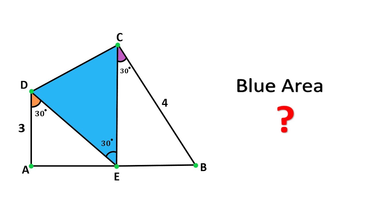 You should find Area of Blue Triangle DEC. | Math Olympiad Question ...