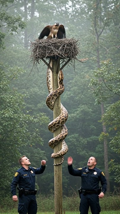 Deadly Climb Giant Python Inches Toward Hawk Nest as Officers Watch in ...
