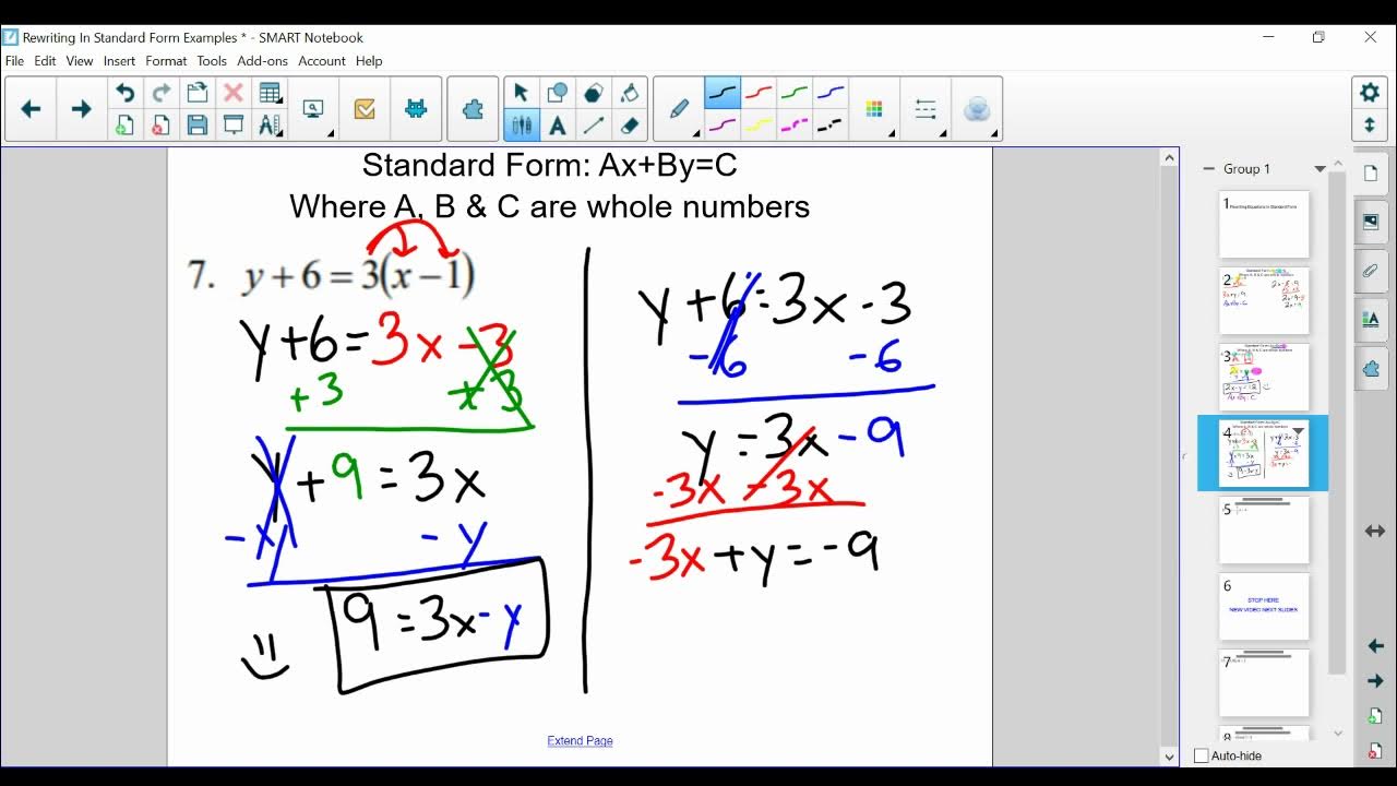 How to Manipulate Linear Equations into Standard Form - Video 1 - YouTube