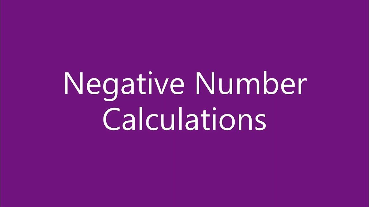 Negative Numbers - YouTube