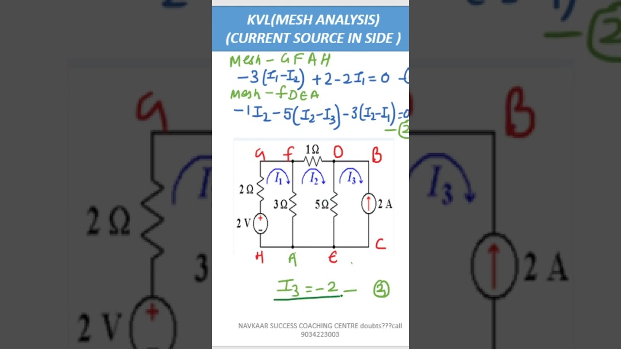 part 2 current source in side branch with kvl - YouTube
