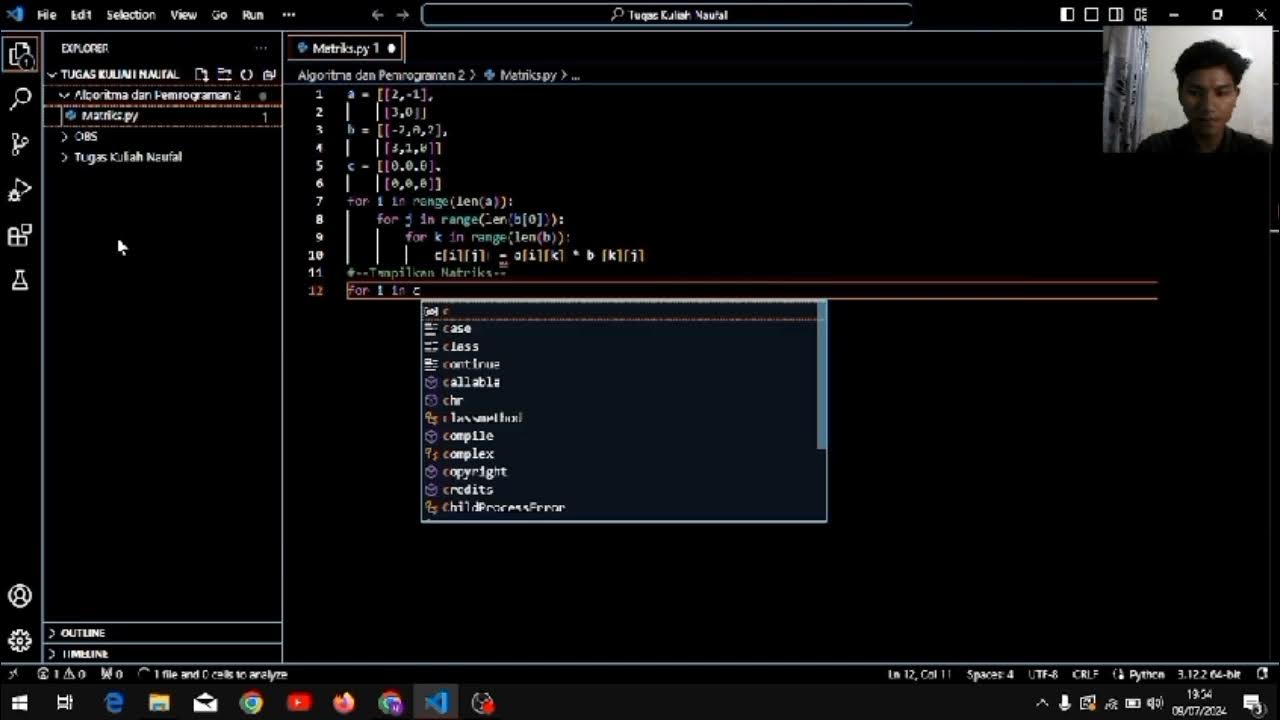 Perkalian Matriks Dengan Menggunakan Python Youtube