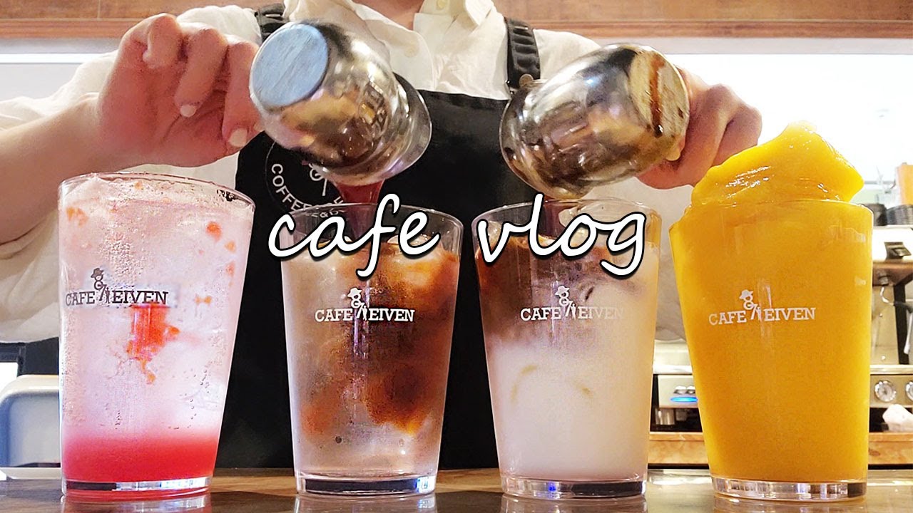 (Sub)⛱🥤여름휴가엔 카페멍이지🥤⛱/ cafe vlog/ 카페 브이로그 / cafe asmr / asmr/ nobgm ...